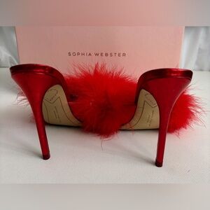 Sophia Webster | Shoes | Sophia Webster Delicia Marabou Mules Ruby Red ...